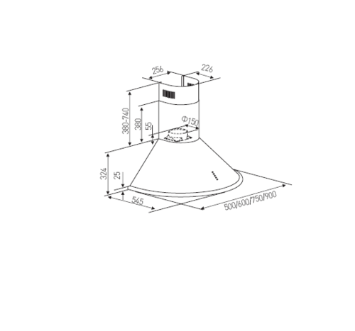 קולט אדים 60 ס''מ גימור נירוסטה | דגם LV-T-535 מבית LyVent | אתר צבר אקספרס