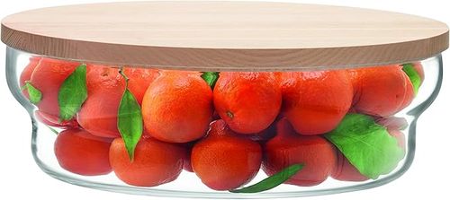 קערת זכוכית מכסה עץ utility bowl & ash lid clear