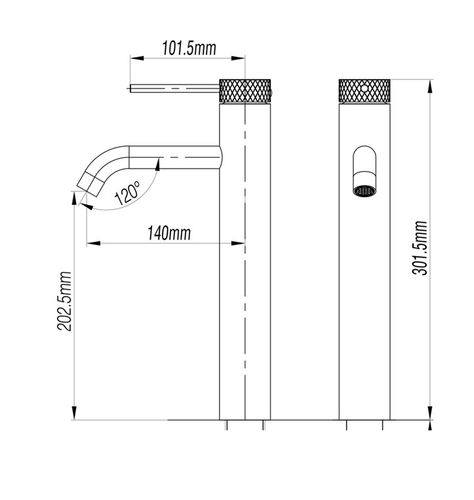 ברז אמבט דגם קידה גבוה שחור מט SHONY - - ברזים