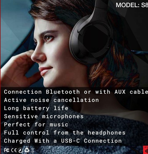 אוזניות אלחוטיות כולל ביטול רעשים אקטיביINFERNO Headset Wireless S8 Pro With ANC - Inferno - אוזניות