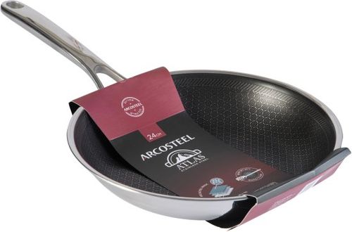 מחבת נירוסטה 24 ס"מ ארקוסטיל אטלס סטיל | ARCOSTEEL ATLAS STEEL