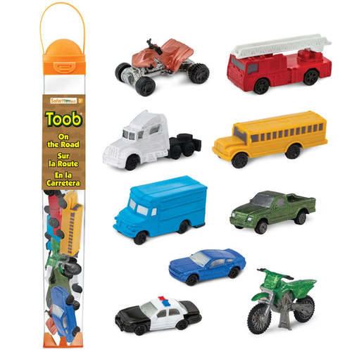 פריטים בטיובה (TOOBS)! מארז 9 כלי רכב בגליל מבית SAFARI LTD
