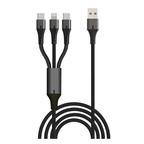 כבל סנכרון וטעינה 3 ב-1 USB to LIGHTNING Type-c x2 MIRACASE - MIRACASE - כבלים ומתאמים