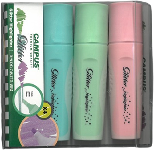 4 טוש הדגשה מרקר פסטל נצנצים - עט לכתוב - חזרה לבית הספר