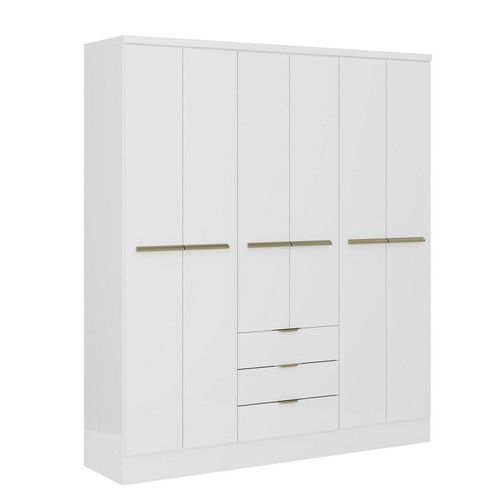 ארון בגדים 6 דלתות ברוחב 180 דגם טרוי TROY לבן ברדקס bradex - bradex - ארונות לחדר השינה