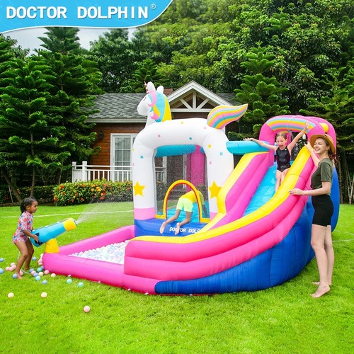 מתקן מתנפח עם מים חד קרן קשת בענן Doctor Dolphin דגם W63103 - בלילה ניסים