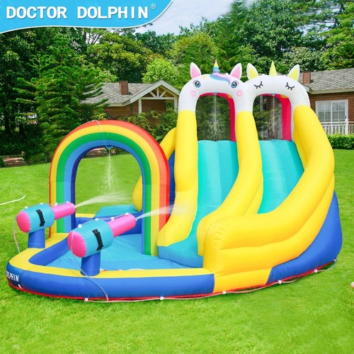 מתקן מתנפח עם מים גדול יוניקורן קשת בענן Doctor Dolphin דגם W73041 ...
