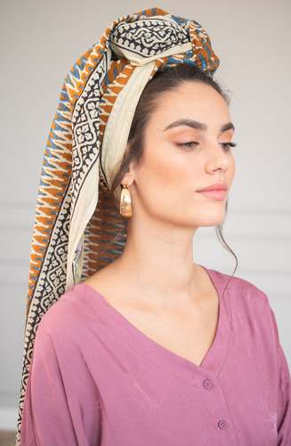 מטפחת בלוק פרינט חוף | סהר שטרית - מטפחות מעוצבות