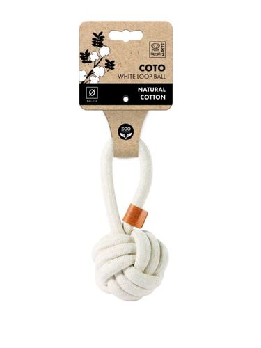 כדור חבלים ולולאה אמ פט אקו לבן לכלב