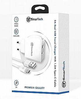 מטען קיר כפול 2A עם כבל לאייפון ומוצרי אפל - חברת SmarTech - איכות מושלמת - מטענים