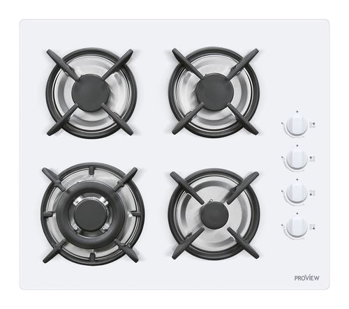 כיריים גז 4 להבות זכוכית לבנה 60 ס"מ | דגם PVHB600-WG מבית ProView ...