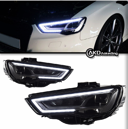 פנסים קידמיים לייזר AUDI A3 led Matrix 2013-2016 FULL LED - בלילה ניסים