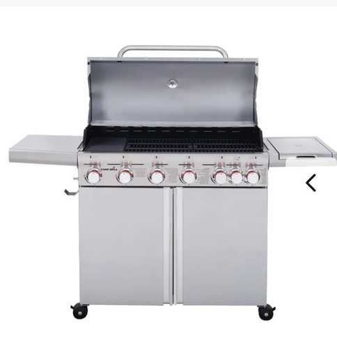 גריל גז 6 מבערים Char Grill + כירת צד KYQ-6S נירוסטה Char Griller ...