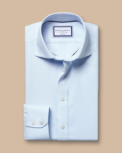 חולצה אקסטרה סלים פיט- Light blue non-iron stretch Kensington weave CA ...