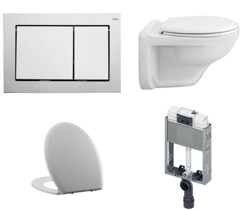 סט תלוי מלא לקיר בלוקים לוטם TECEBASE 55 חרסה חמת - במגוון צבעים חמת - Hamat - חמת - סט אסלה + מיכל