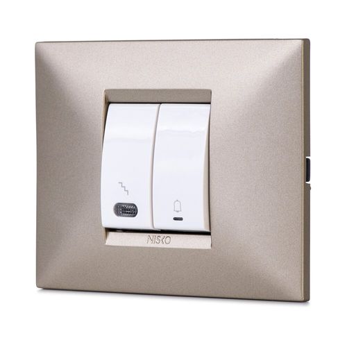לחצן מדרגות מואר ניאון אדום 1 מודול לבן ניסקו סוויץ' NISKO SWITCH - Nisko switch - סדרות תחת הטיח