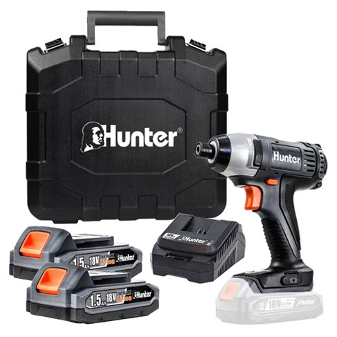מברגת אימפקט נטענת 18V - סוללות 2X1.5Ah | מטען 3A | מזוודה קשיחה ייעודית Hunter - Hunter - מברגות