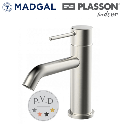 ברז בעמידה לכיור רחצה | פיה קצרה קבועה | ניקל מוברש | 49802 | סדרת רובי ...