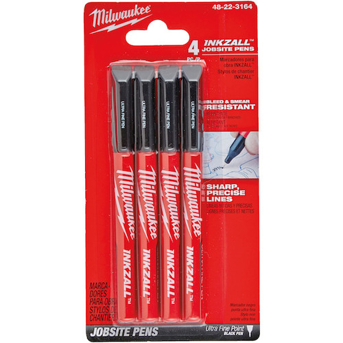 סט 4 עטים שחורים מילווקי Milwaukee ULTRA FINE - טושי סימון