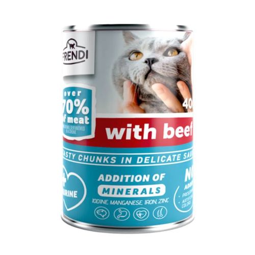 שימורים לחתול FRENDI בקר - שימורים לחתולים