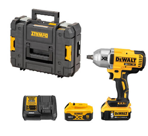 סט מפתח בוקסות ללא פחמים נטען 1/2" עם 2 סוללות 5AH ומטען דגם DCF899P2 דיוולט | עמוס חומרי בניין