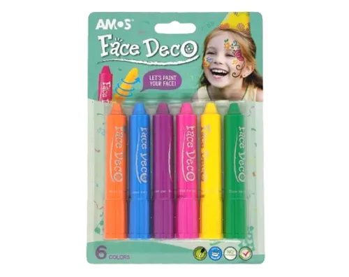 סט 6 צבעי פנים וגוף עליזים - Face Deco מבית Amos | פלוס לגננת
