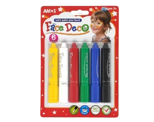סט 6 צבעי יסוד פנים וגוף - Face Deco מבית Amos | פלוס לגננת