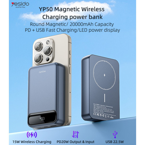 מטען נייד YP50 22.5W 20000 mAh YESIDO - - סוללות גיבוי YESIDO