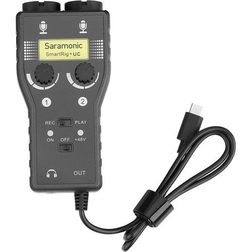 מתאם למיקרופון XLR ל-USB-C שני ערוצים Saramonic SmartRig+UC