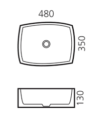 כיור מונח 48X35 ס"מ דורין לבן מבריק סניטק - SANITEC - כיורים מונחים
