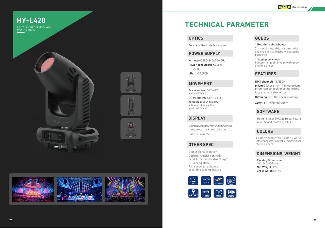 מובינג לד HYL 420W BSW CMY