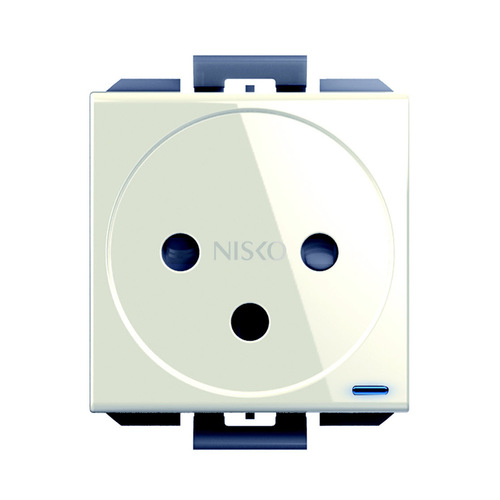 שקע כח כולל לד כחול 2 מודול לבן ניסקו סוויץ' Nisko switches - Nisko switches - מפסקים תחת הטיח