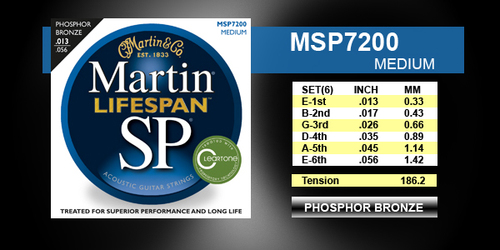 סט מיתרים 013 לאקוסטית MARTIN SP LIFESPAN MSP7200