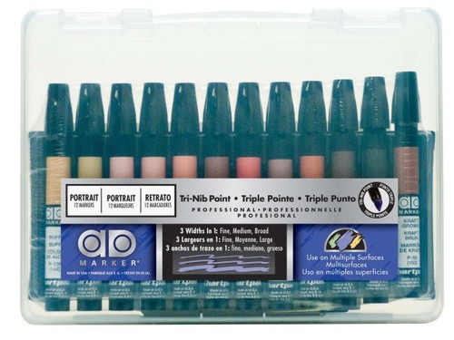 סט מרקרים 12 גווני פורטרט | AD MARKER Tri-Nib Chartpak - Chartpak ...