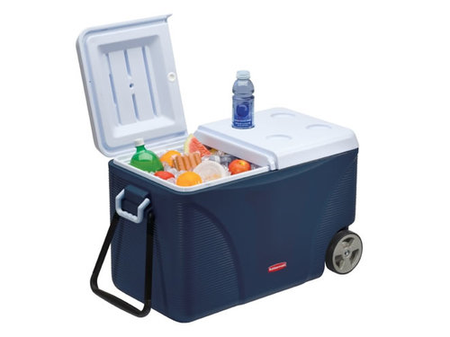צידנית גדולה על גלגלים -טרולי בנפח 70 ליטר שומרת קור למשך 6 ימים RUBBERMAID