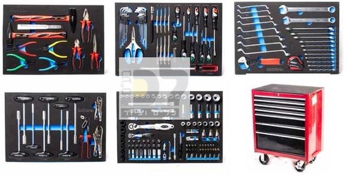 עגלת כלים 7 מגירות אדום/שחור מזוודת 198 חלקים רואר ROHER TOOLS ...