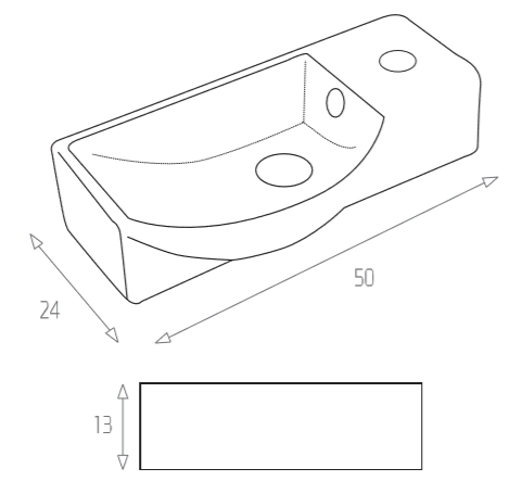 כיור מונח בן 132028 לבן מבריק סבח Brazim.co.il