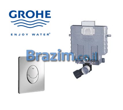 מיכל הדחה GROHE קיר בלוקים נמוך 38415001 כולל לחצן