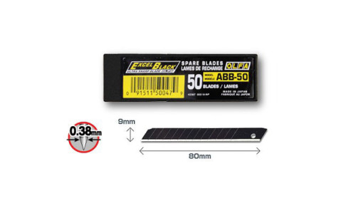 סט 50 להבים שחורים צר ABB-50 OLFA