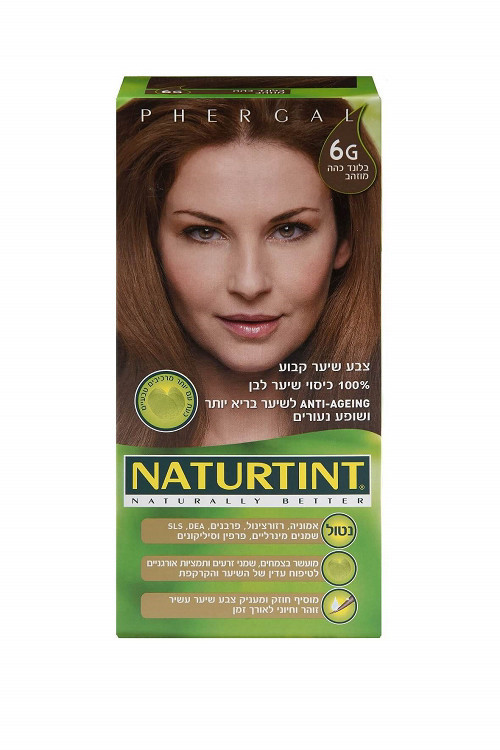 צבע לשיער בלונד כהה מוזהב 165 מ"ל נטורטינט Permanent Hair Color 6G Dark Golden Blonde 165 ml ...