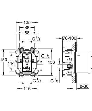 גוף פנימי אוניברסלי ל3 ו4 דרך 35501000 GROHE - - אינטרפוצים