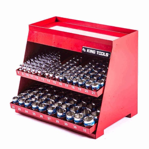 יחידת תצוגה (מארז) כולל 161 בוקסות דרייב "1/2 8-32 מ"מ GS KING TOOLS ...