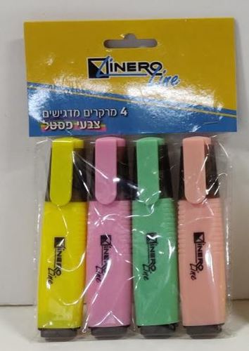 מדגש זוהר צבעי פסטל - 4 צבעים LINERO - מדגשים