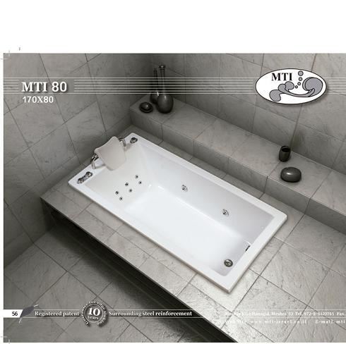 אמבטיות-ברזים-מקלחונים-ארונות אמבטיה מחירים הזולים בארץ. אמבטיה אקרילית מלבנית MTI 80 170X80