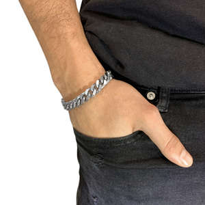 שרשרת לגבר - דגם חוליות צפופות בצבע כסף מושחר