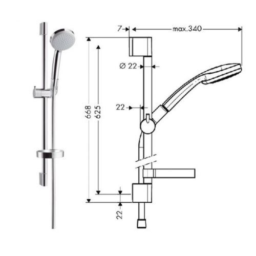 מוט מקלחת 27772000 תוצרת HANSGROHE גרמניה 4 מצבי זרימה - - מוטות מקלחת
