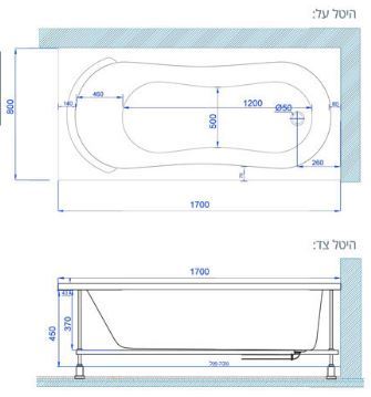 אמבטיה יוקרתית 170/80 ס"מ דגם MTI85 - MTI - אמבטיות