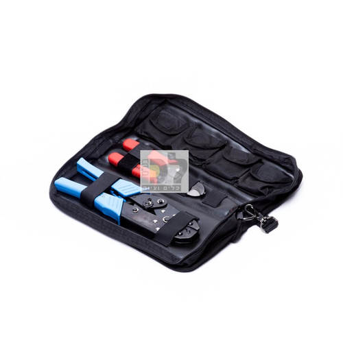 ערכת מכשירי לחיצה/סופיות וחיתוך כבלי חשמל, כחול כולל ראשים מתחלפים דגם ...