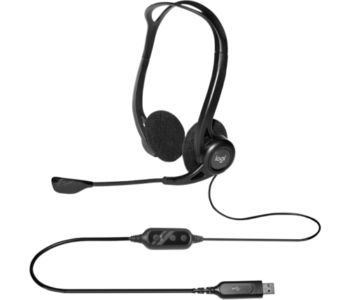 אוזניות חוטיות עם מיקרופון Logitech H960 981-000100 USB Headset