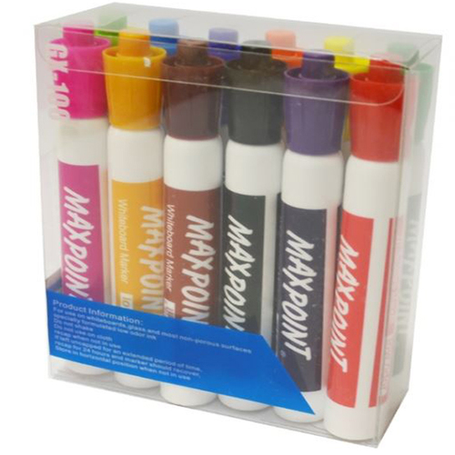 סט 12 טושים ללוח מחיק MAXPOINT - עט לכתוב - ציוד לגני ילדים ובית ספר